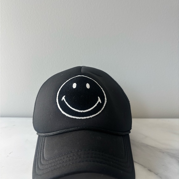 Accessories | Black Cap With Smiley Face | Poshmark
